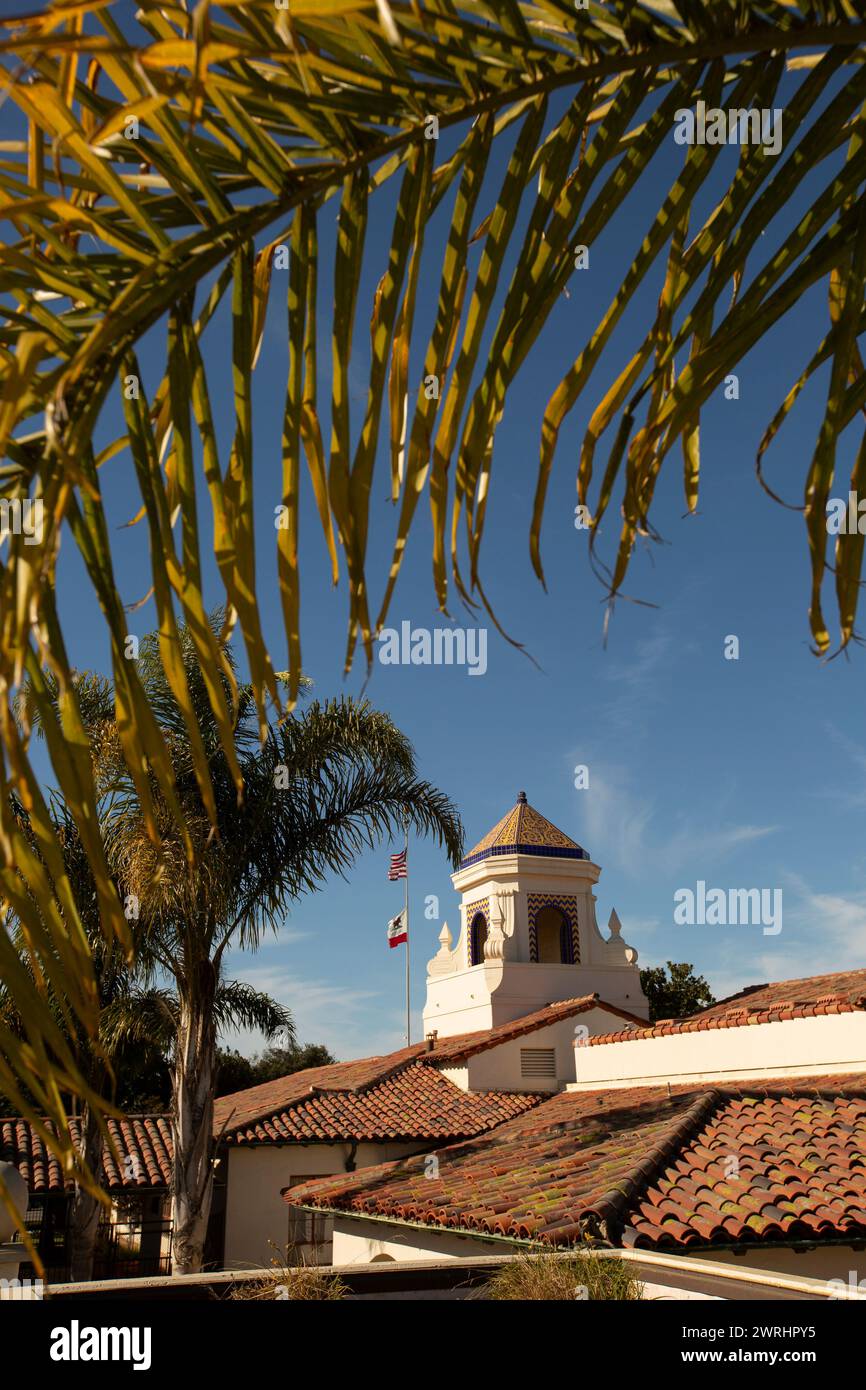 Autumn view of the historic downtown City Hall of downtown Santa Maria ...