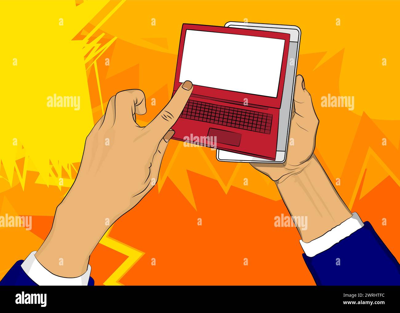 Cartoon Smartphone, comic book Telephone with Laptop. Retro vector ...