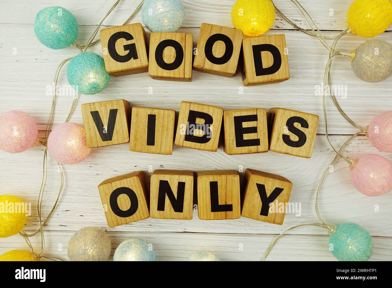 Good Vibes Only alphabet letters with LED cotton balls decoration on ...