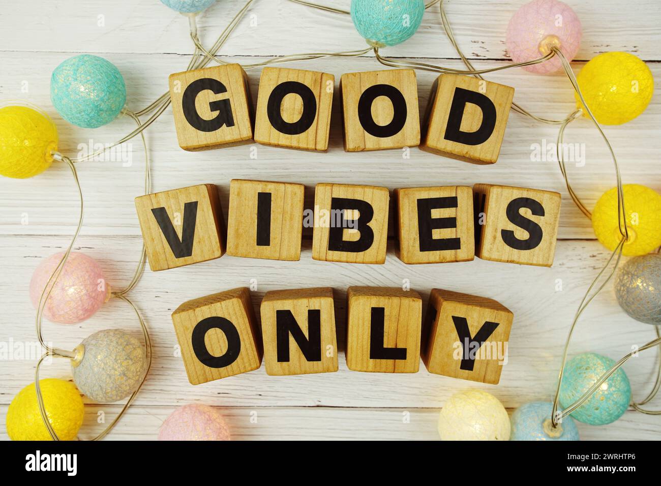 Good Vibes Only alphabet letters with LED cotton balls decoration on ...