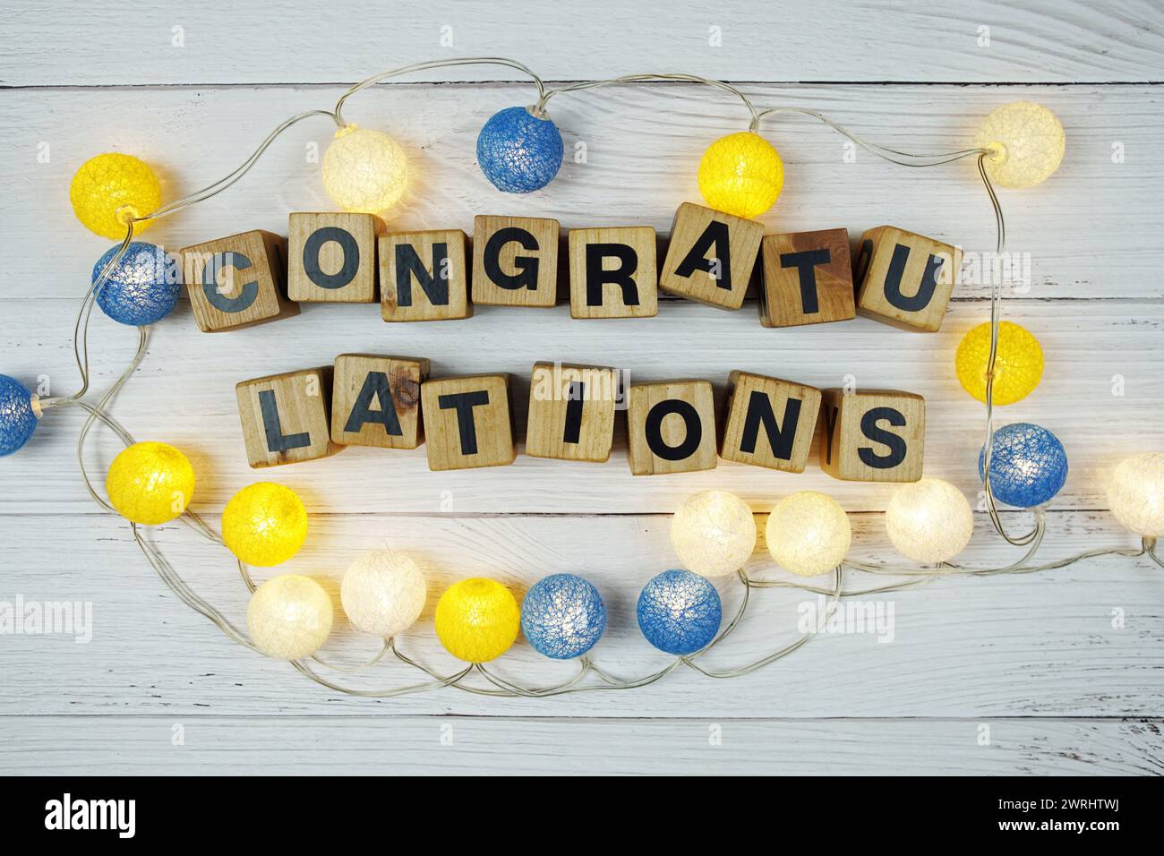 Congratulations alphabet letters with LED cotton balls decoration on ...