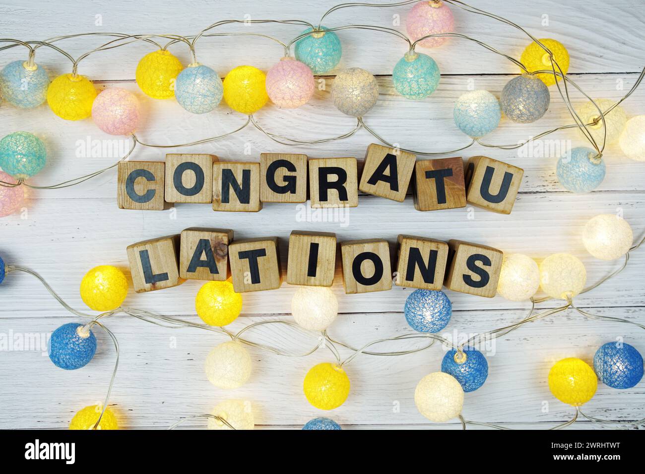 Congratulations alphabet letters with LED cotton balls decoration on ...