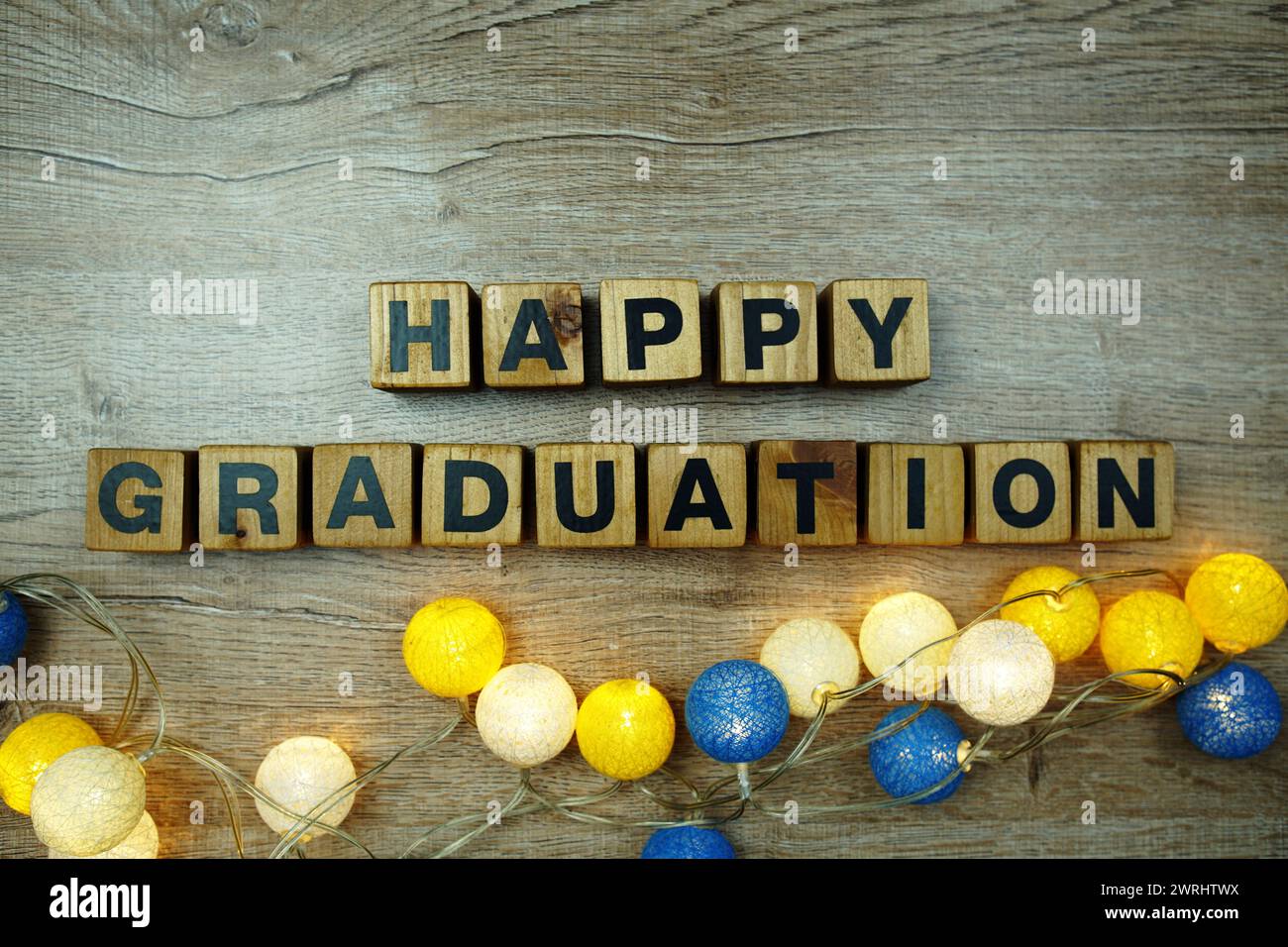 Happy Graduation alphabet letters with LED cotton balls decoration on ...