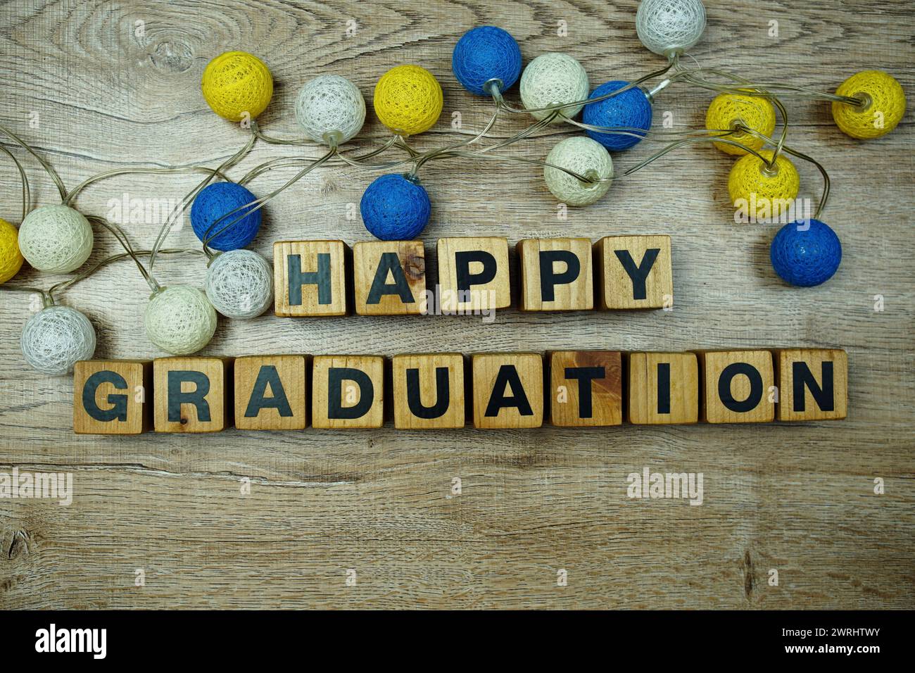 Happy Graduation alphabet letters with LED cotton balls decoration on ...