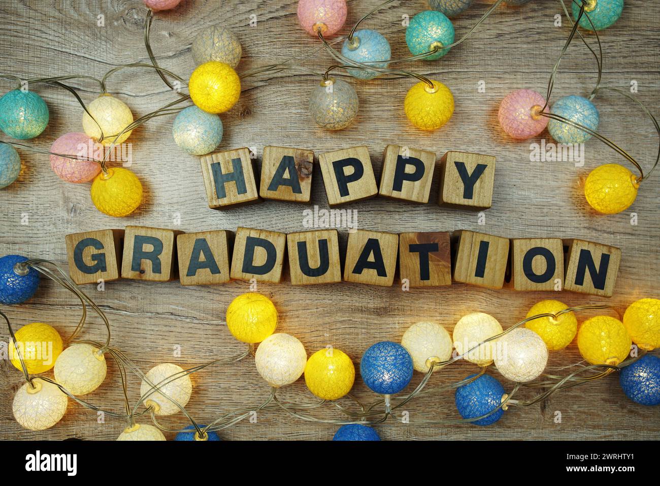 Happy Graduation alphabet letters with LED cotton balls decoration on ...