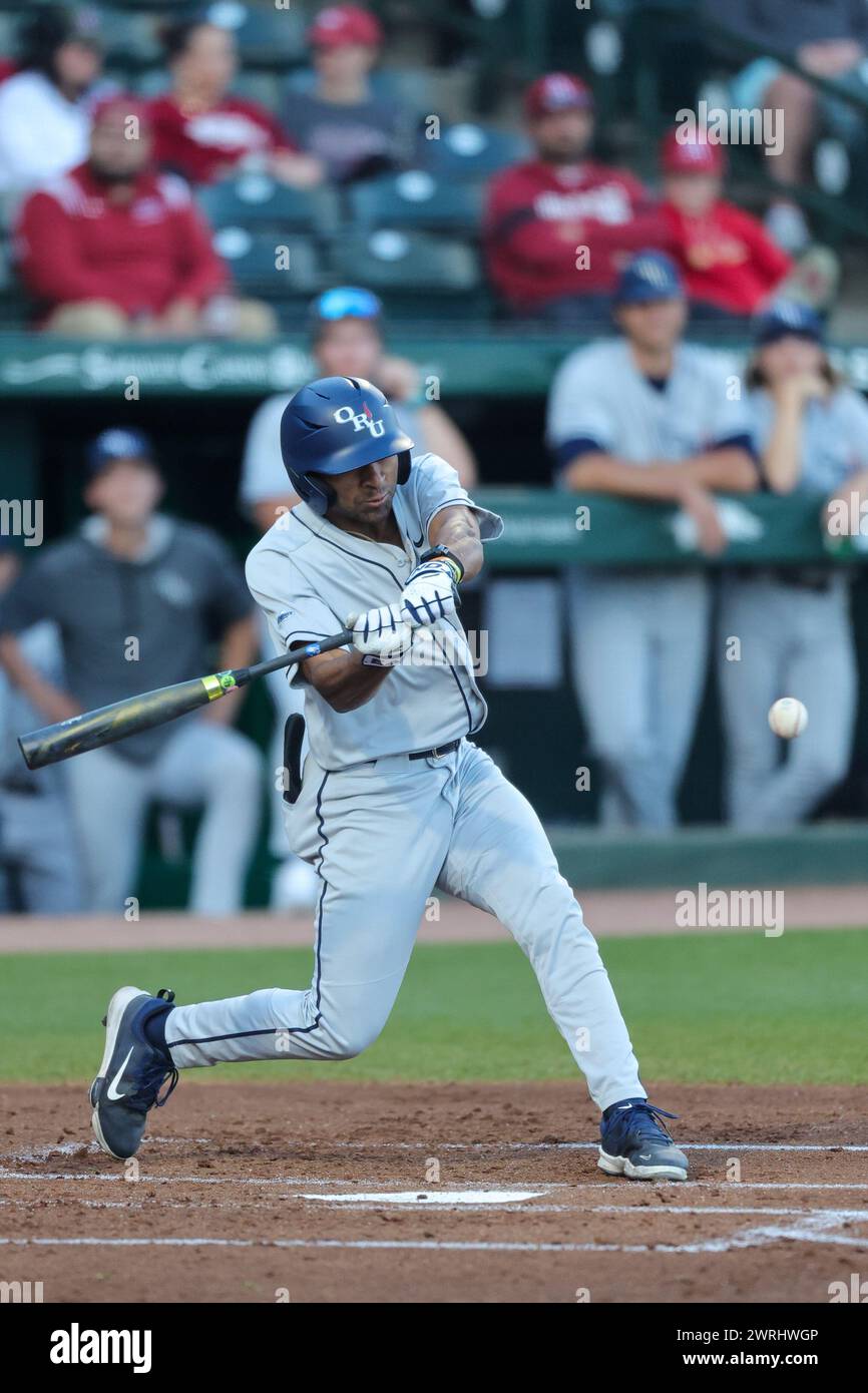 March 12, 2024: Alex Rodgers #11 of Oral Roberts looks to make contact ...