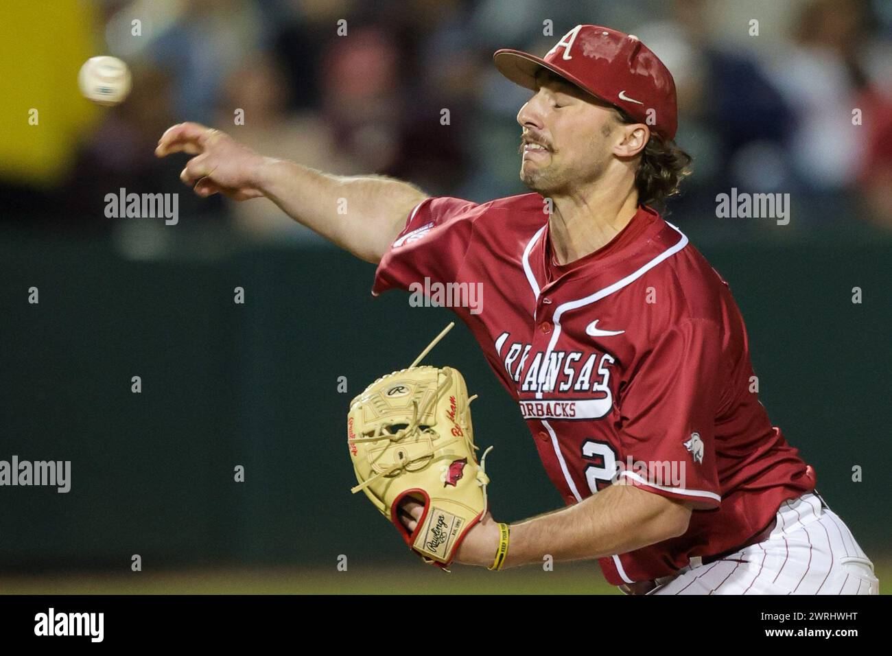 March 12, 2024: Arkansas pitcher Koty Frank #28 releases a ball towards ...