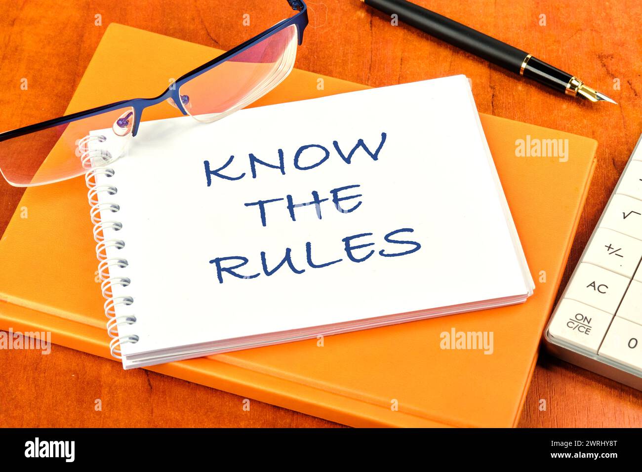 Know the rules text on a clean white notebook Stock Photo - Alamy
