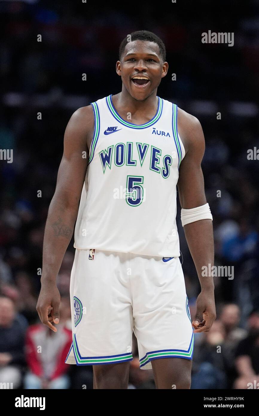 Minnesota Timberwolves guard Anthony Edwards smiles in the closing ...