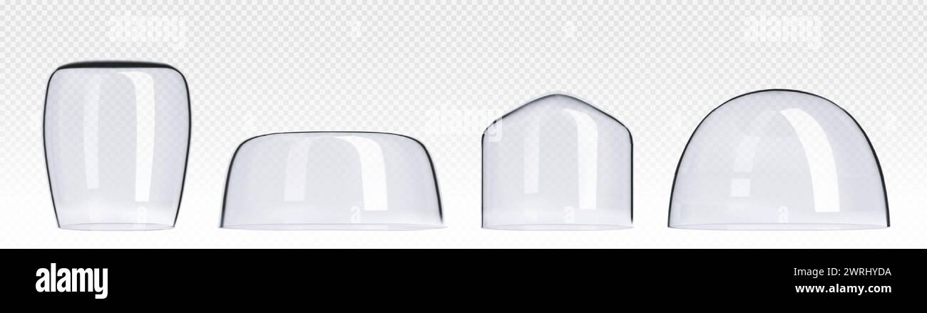 Glass transparent hemisphere dome cover. Realistic vector illustration ...