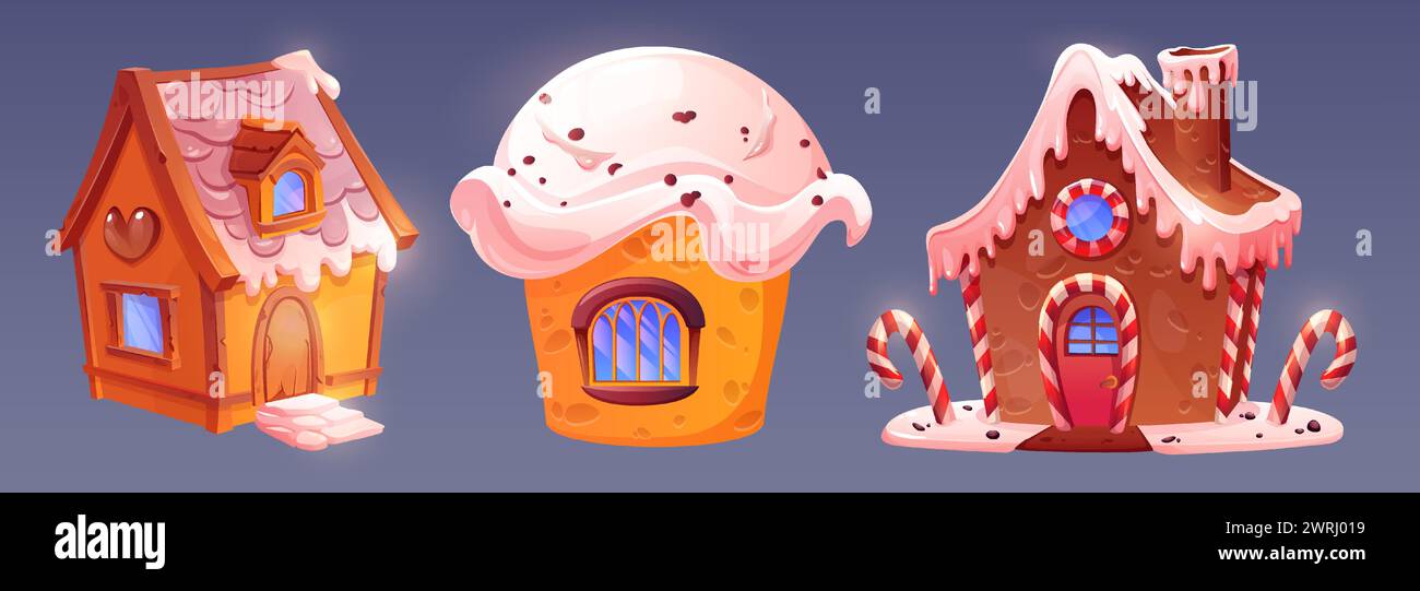 Candy land house made of cupcake with cream, chocolate cookies and ...