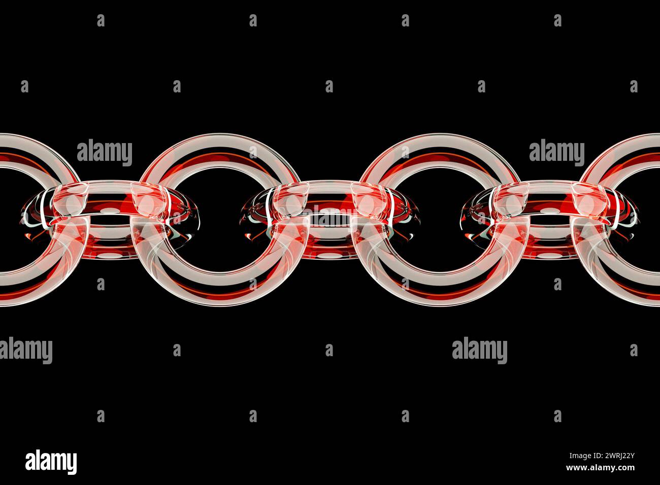 3d illustration of colorful transparent chains. Set of chains on a ...