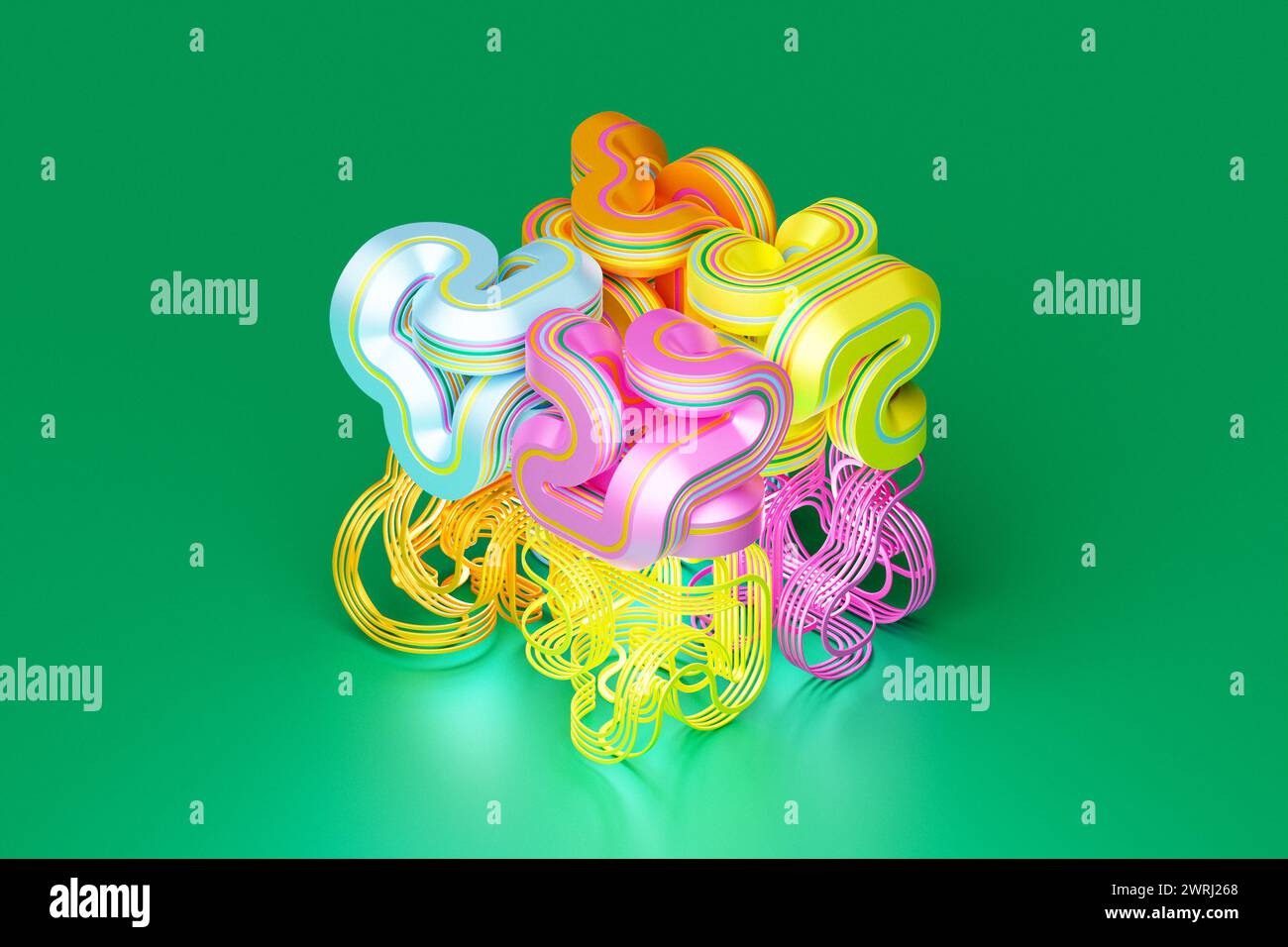Abstract dynamic shape with multi-colored sides, sides. 3D illustration ...