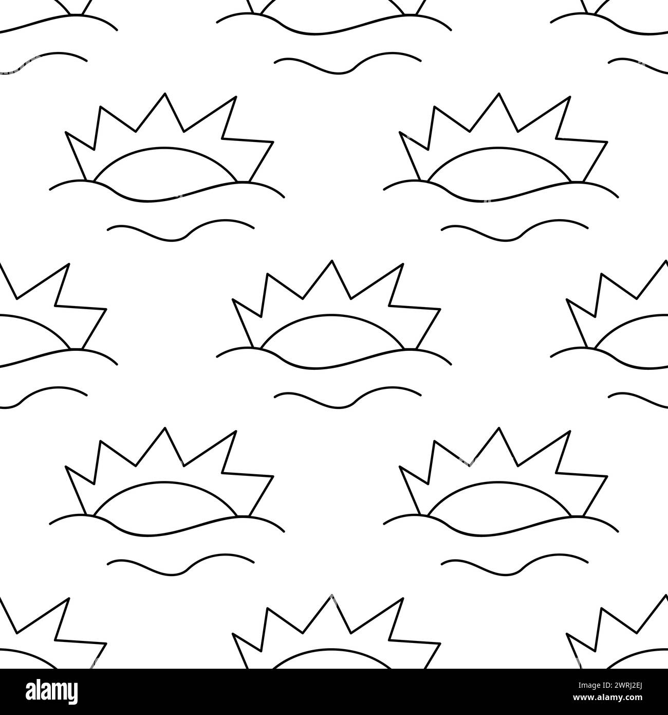 Sunny weather. Summer seamless pattern. Warm bright background. Sun ...