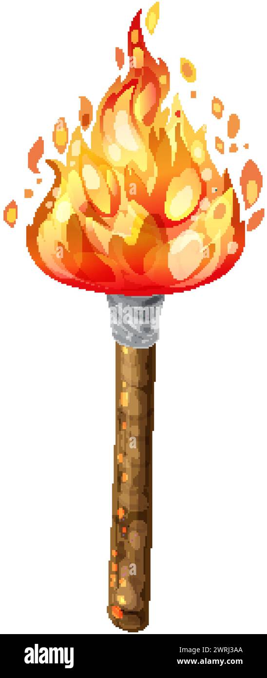 Vector illustration of a lit torch with fire Stock Vector Image & Art ...