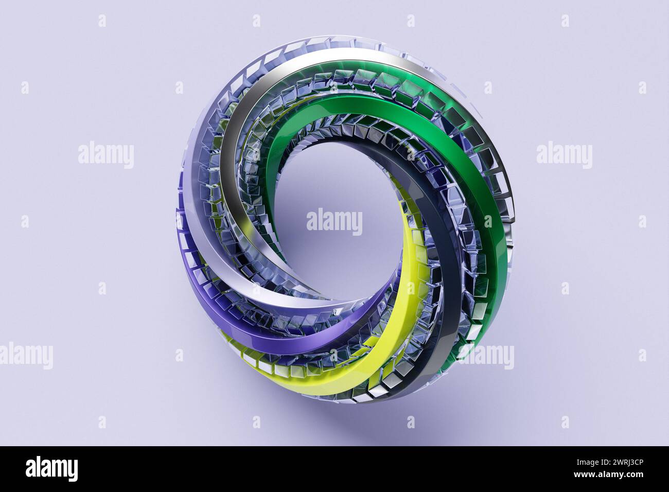 3D illustaration of a colorful crystal torus. Fantastic cell.Simple ...