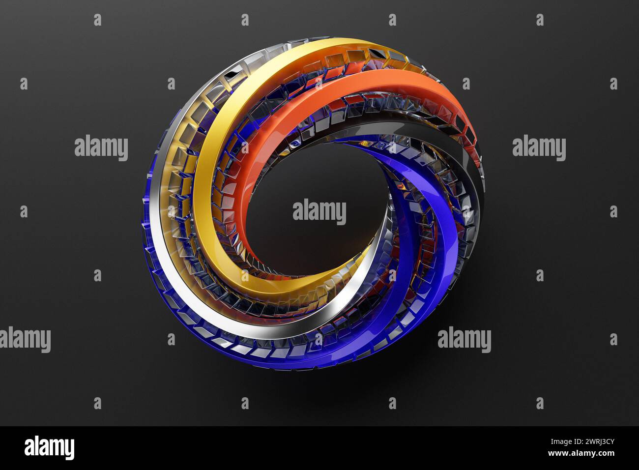 3D illustaration of a colorful crystal torus. Fantastic cell.Simple ...