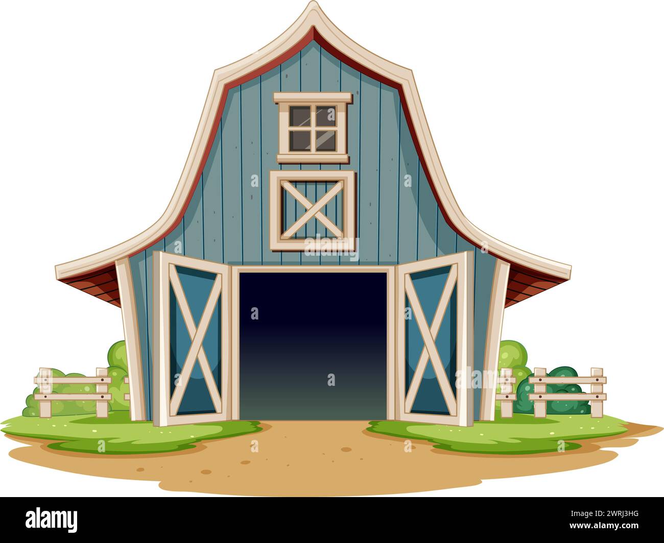 Cartoon illustration of a quaint blue barn Stock Vector Image & Art - Alamy