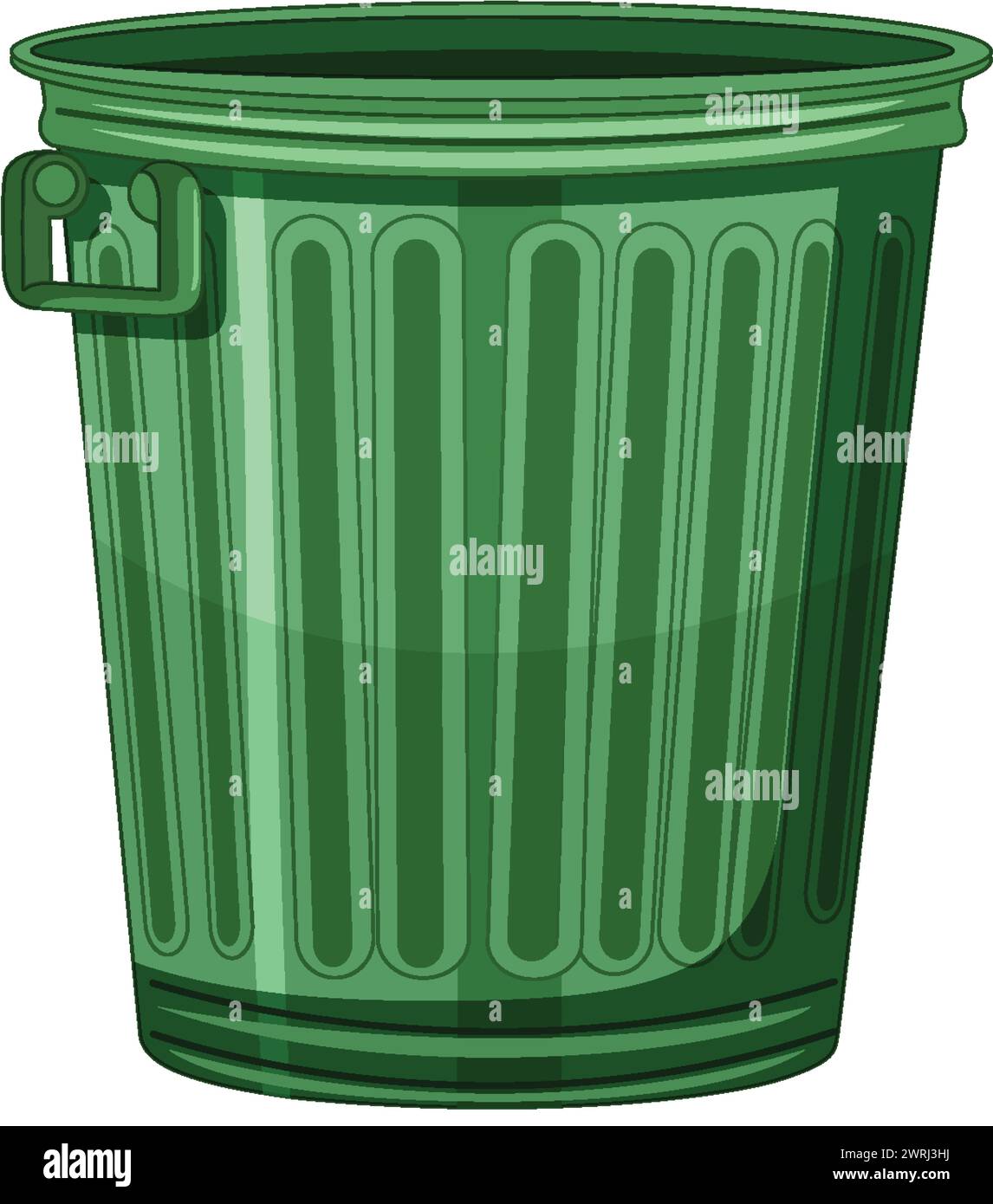 Cartoon-style green trash can on white background Stock Vector Image ...