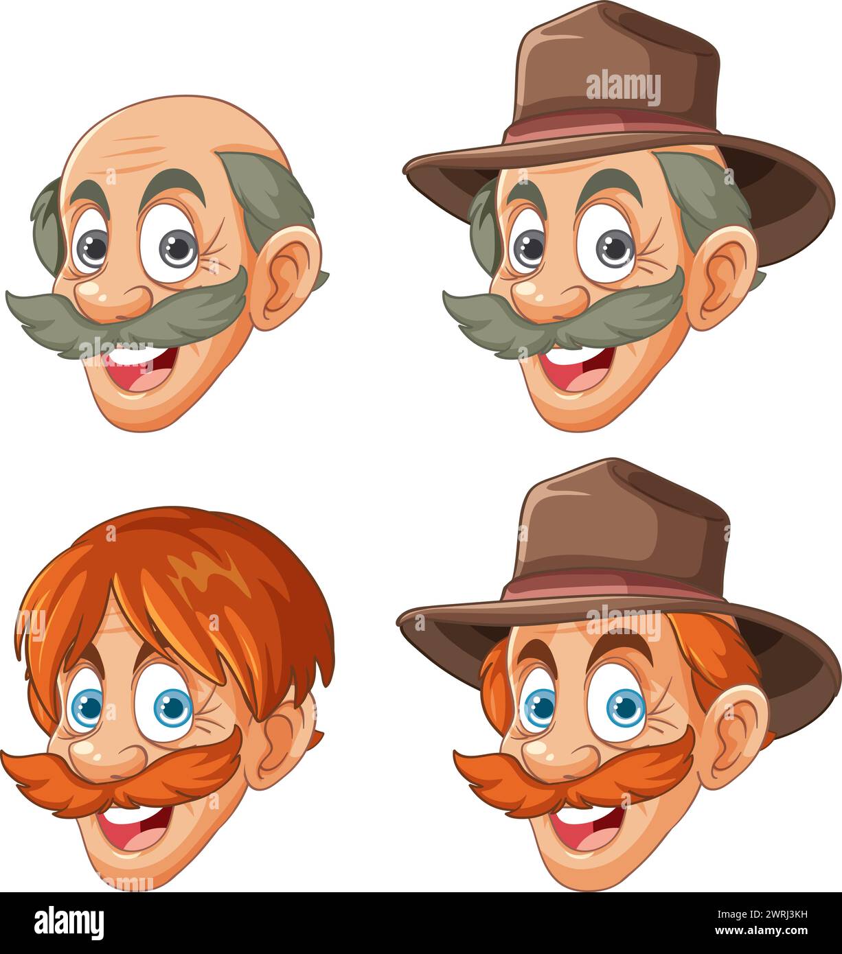 Four cartoon faces showing different expressions Stock Vector Image ...