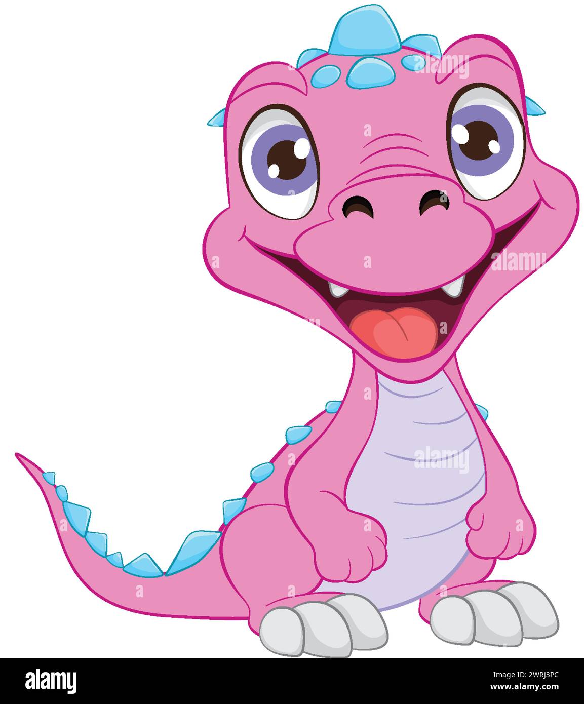 A happy pink dinosaur with big eyes smiling Stock Vector Image & Art ...