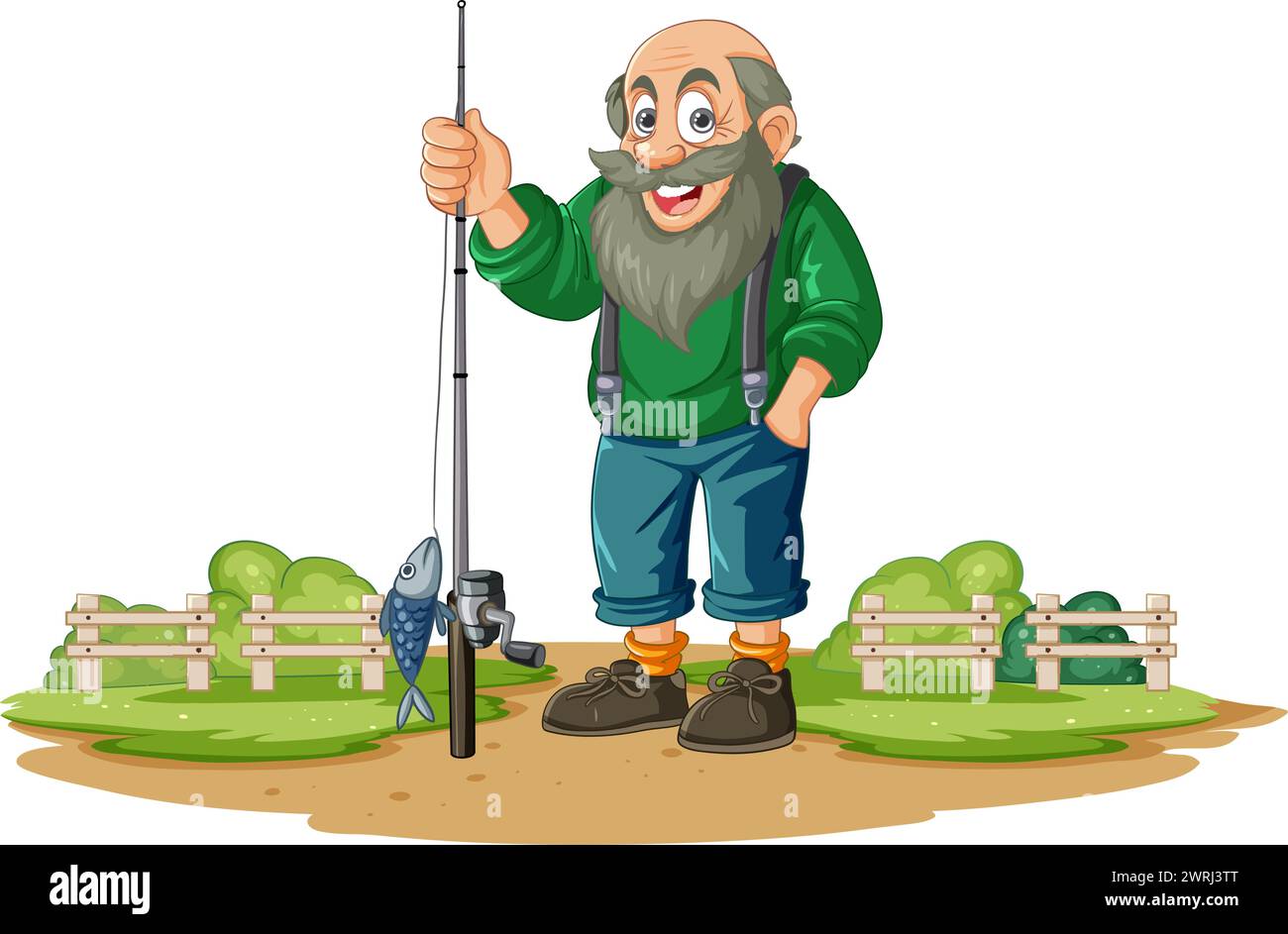 Senior fisherman Stock Vector Images - Alamy