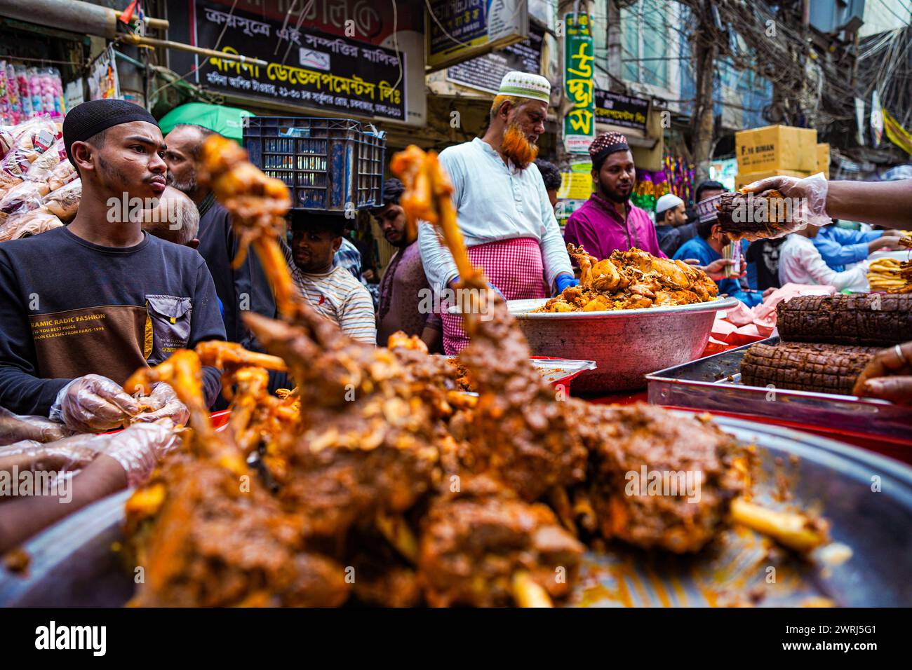 400 year old Iftari market of old Dhaka in Bangladesh. At the beginning ...