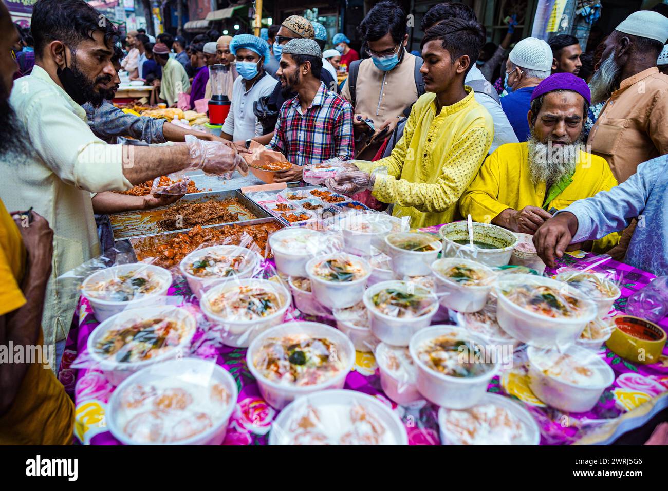 400 year old Iftari market of old Dhaka in Bangladesh. At the beginning ...