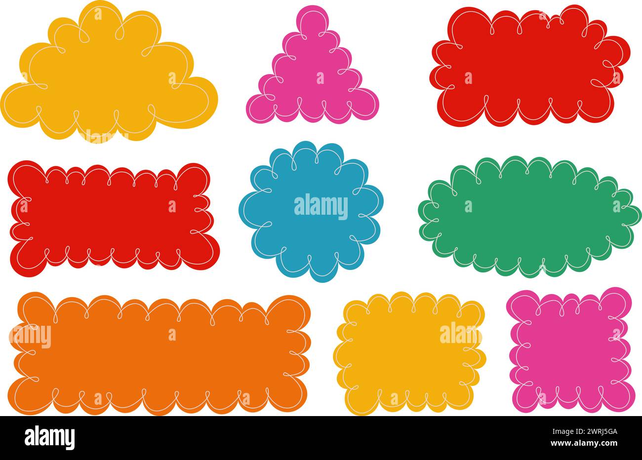 Scallop edge frames. Shapes with lace border. Cute hand drawn doodle ...