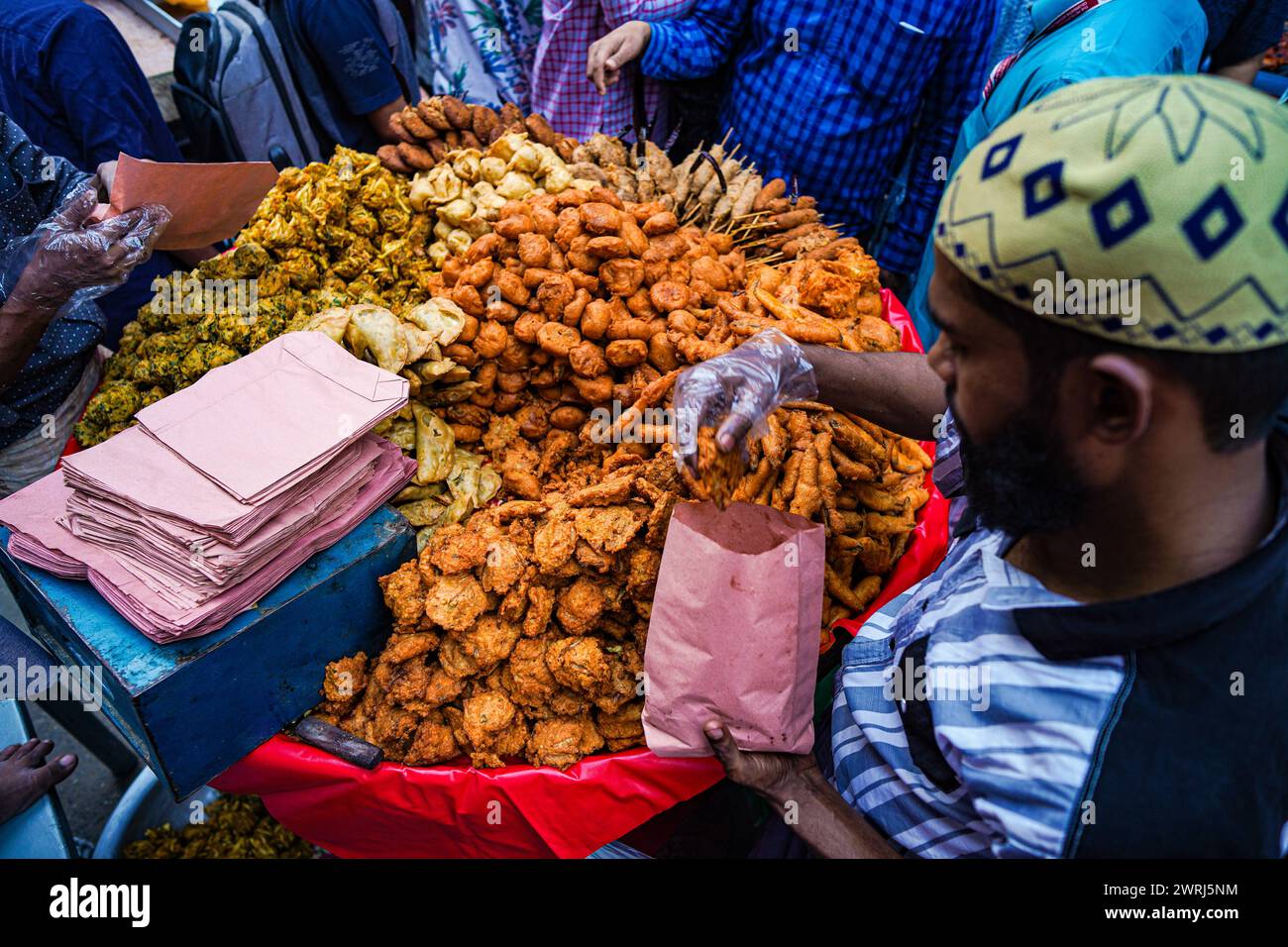 400 year old Iftari market of old Dhaka in Bangladesh. At the beginning ...