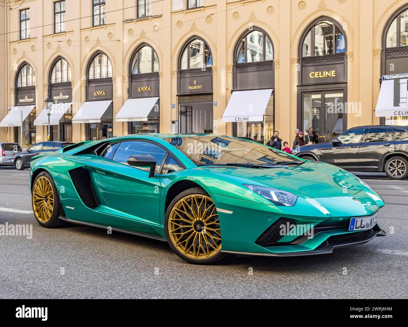 Maximilianstrasse Munich on a normal Saturday, Ferrari and other luxury ...
