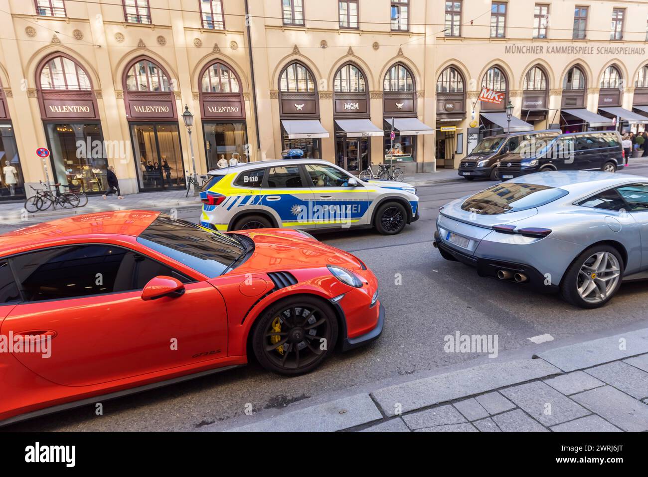 Maximilianstrasse Munich on a normal Saturday, Ferrari and other luxury ...