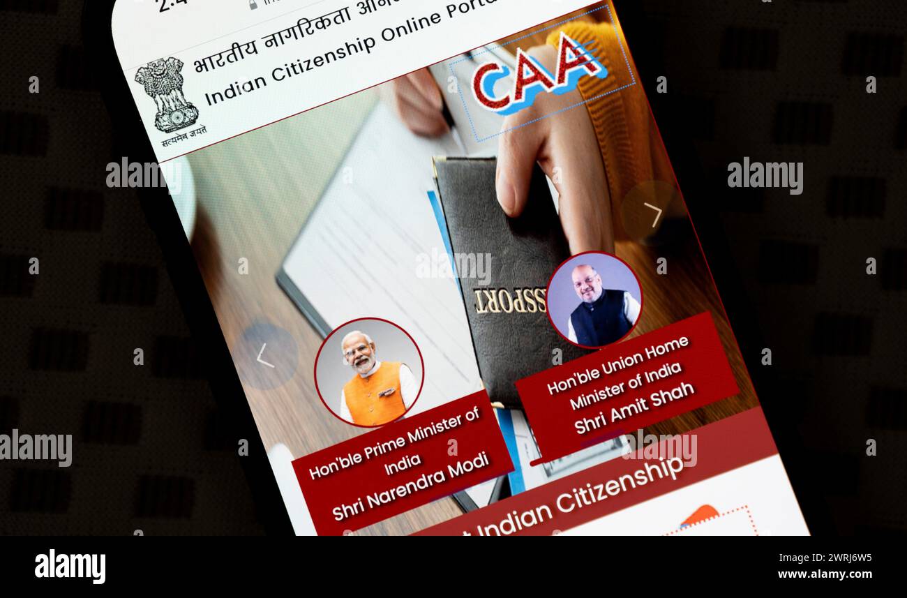 In this photo illustration, a portal to apply for Indian citizenship ...