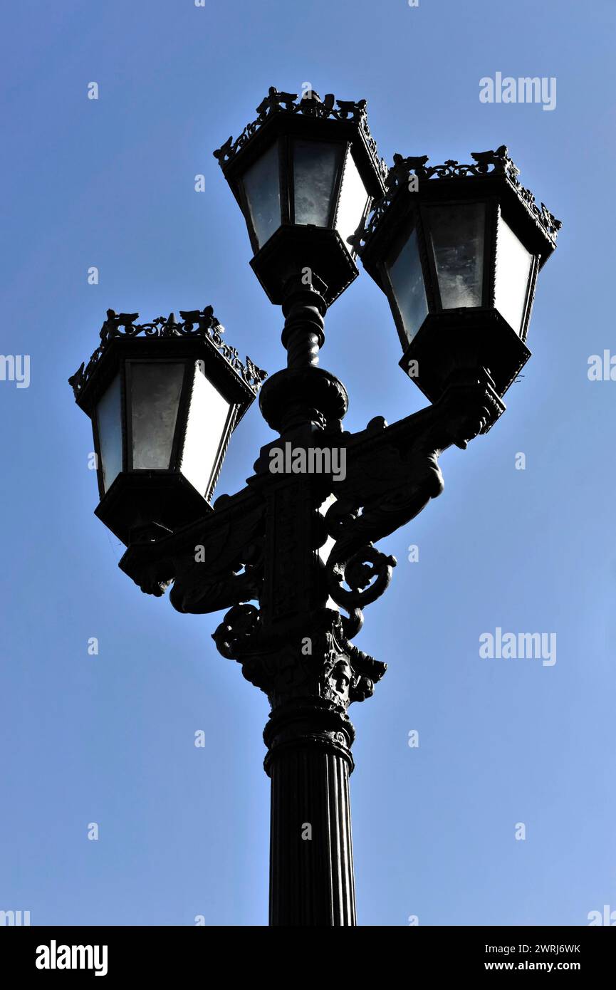 A classic street lamp in front of a clear blue sky, Havana, Cuba ...
