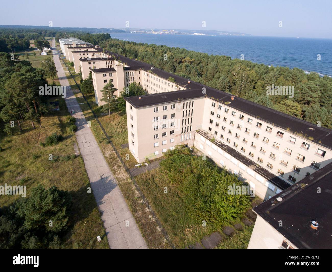 Aerial view of Prora, the four kilometre long seaside resort built by ...