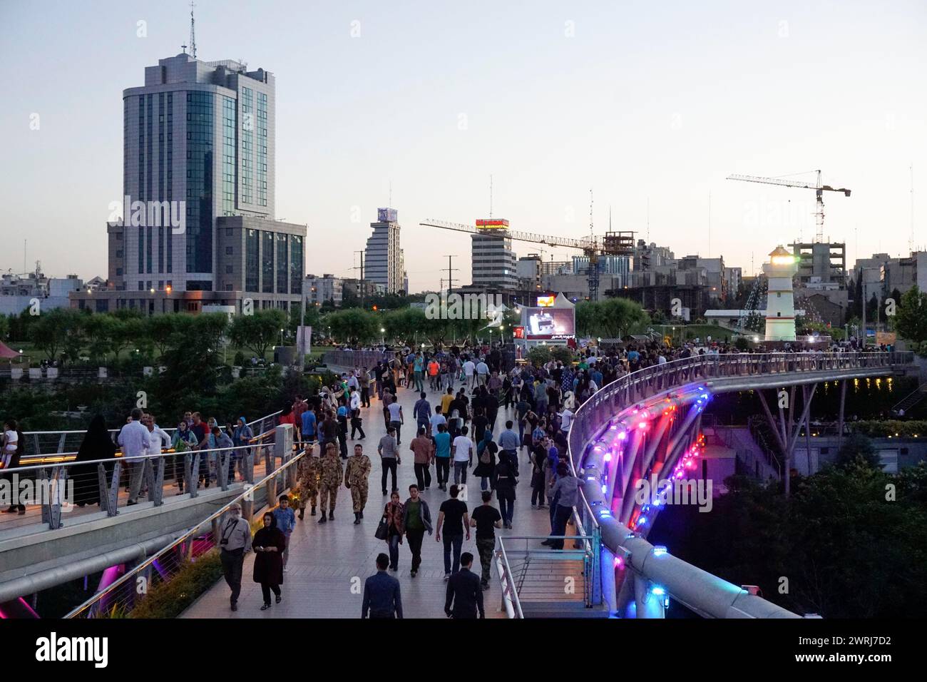 Iranians cross the Tabiat Bridge in Tehran, Iran. The 270 metre-long ...