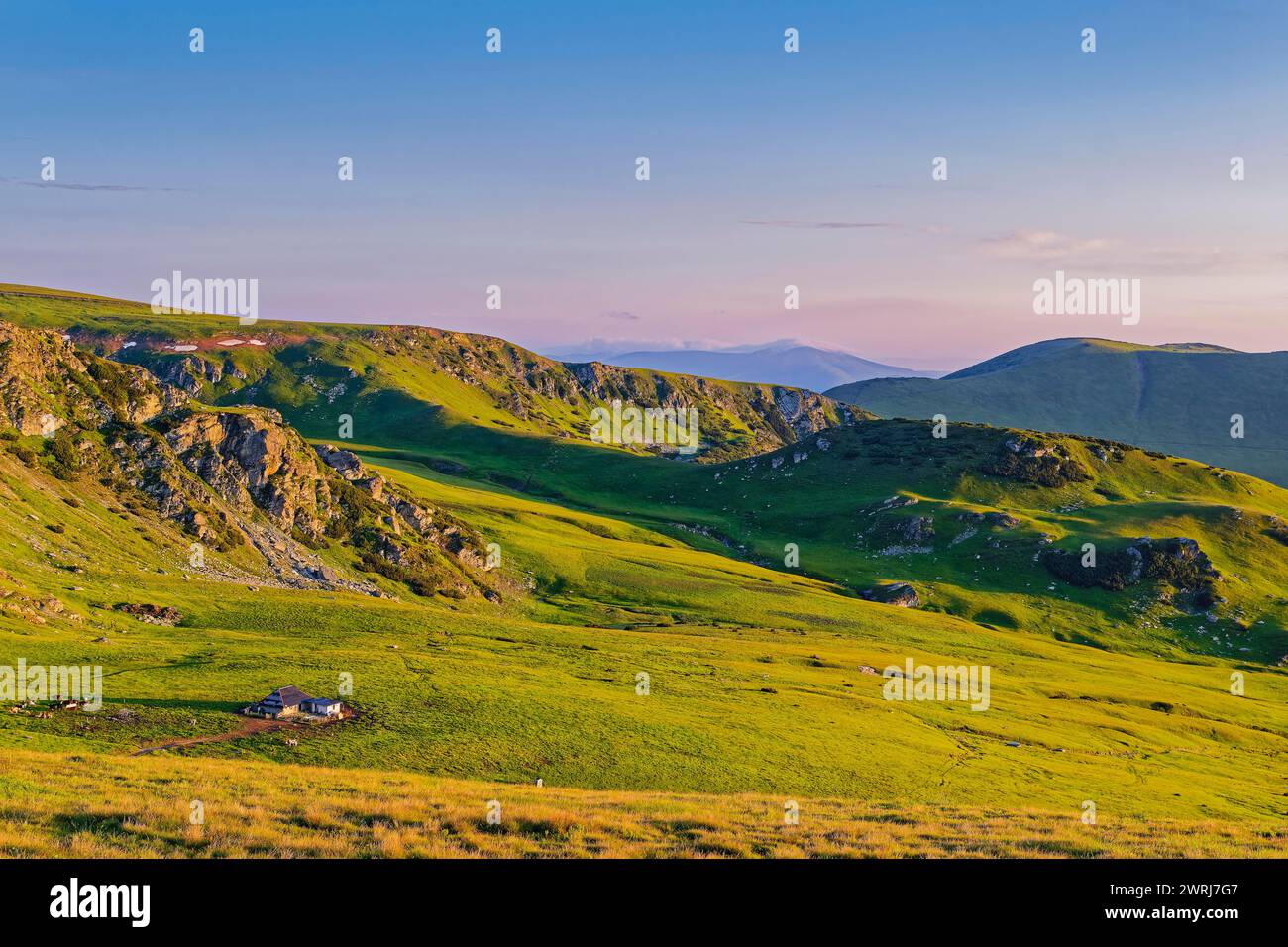 View of the mountains of the Transylvanian Alps in the southern ...