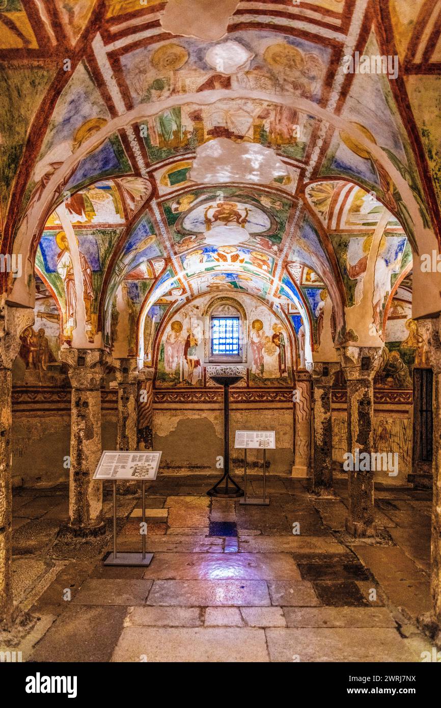 Crypt of frescoes from the 9th century under the main altar, Cripta degli Affreschi, Basilica of ...
