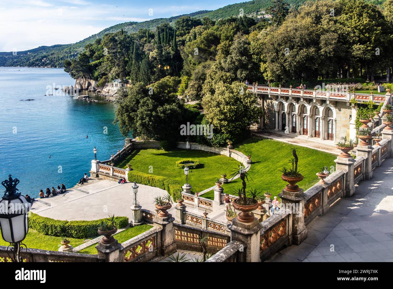 Park of Miramare Castle with marvellous view of the Gulf of Trieste ...