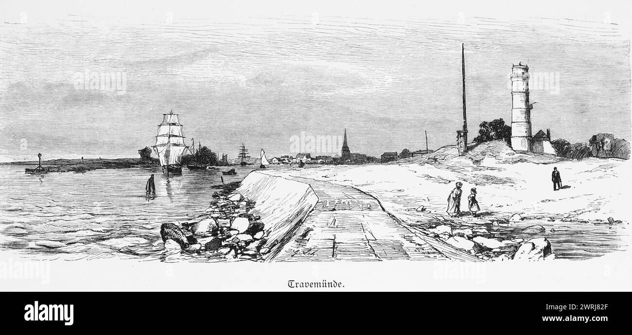 Lighthouse in the Travemuende district, Hanseatic city of Luebeck ...
