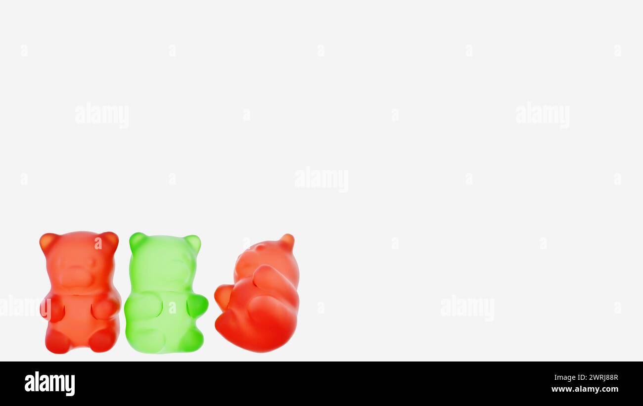 3d rendering of candy gummy bears on the white background Stock Photo ...