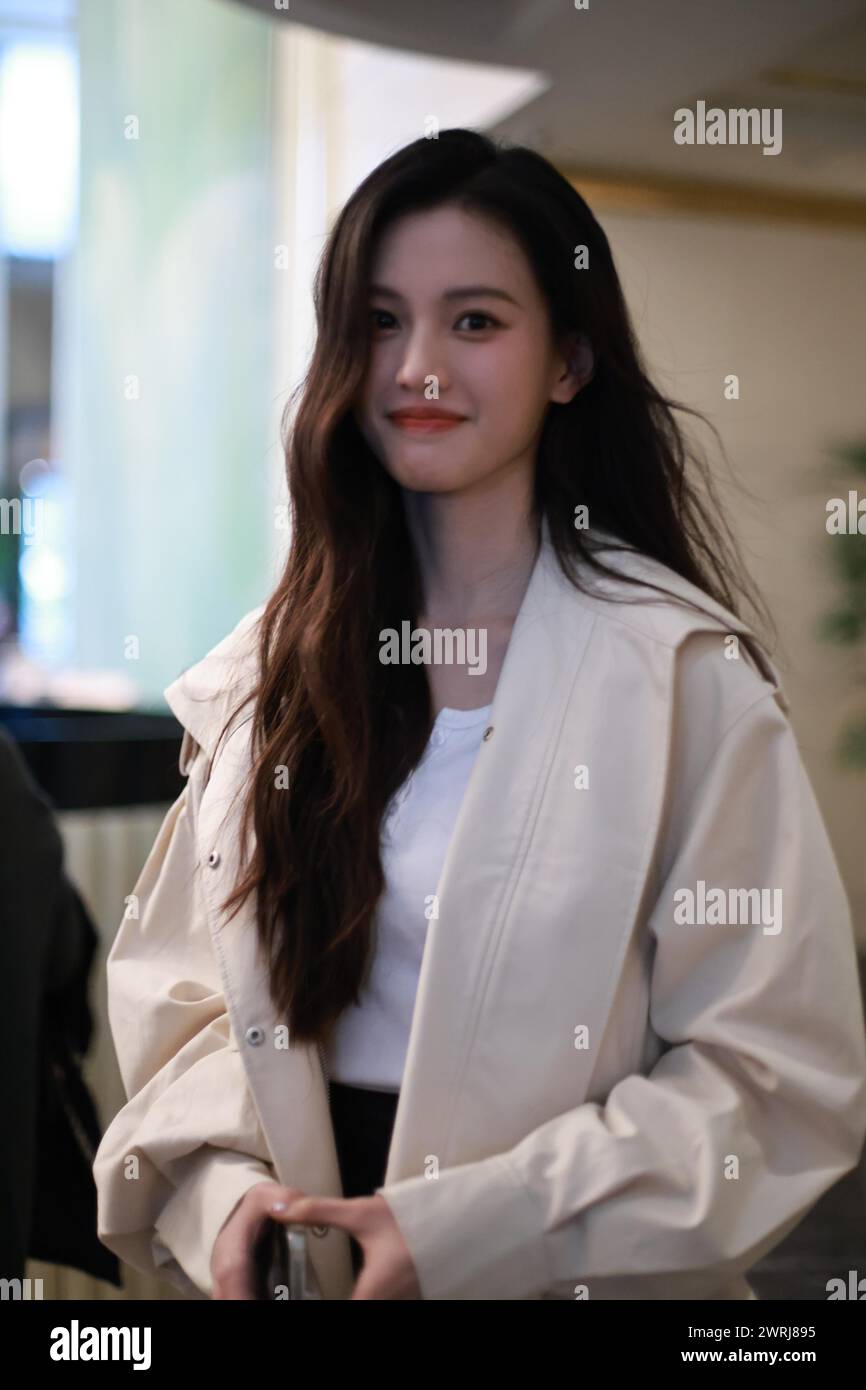 Chinese actress Shen Yujie attends an activity in Shanghai, China. 11th Mar, 2024. (Photo by ...