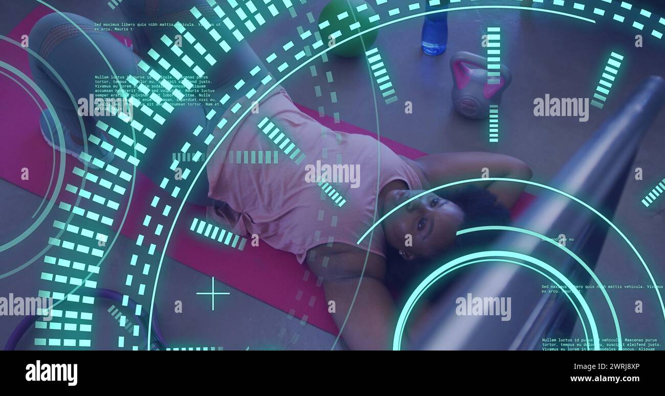 Image of scope scanning and data processing over african american woman ...