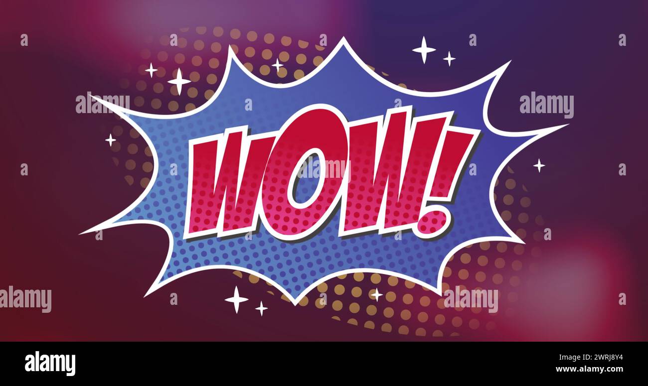 Image of retro wow text over purple glowing background. image game ...