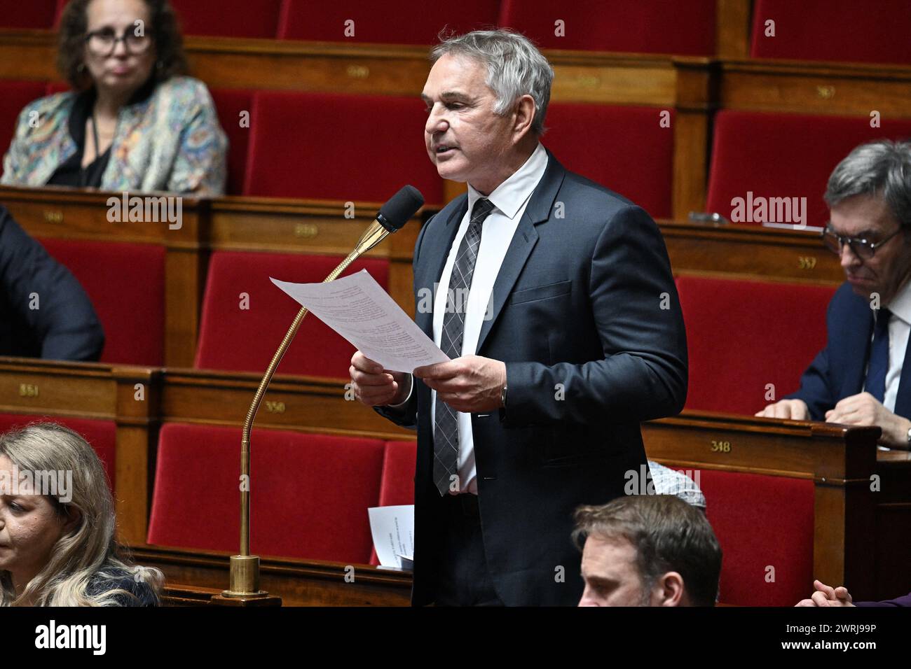 Paris, France. 13th Mar, 2024. Deputy, Patrick Vignal attends a session ...