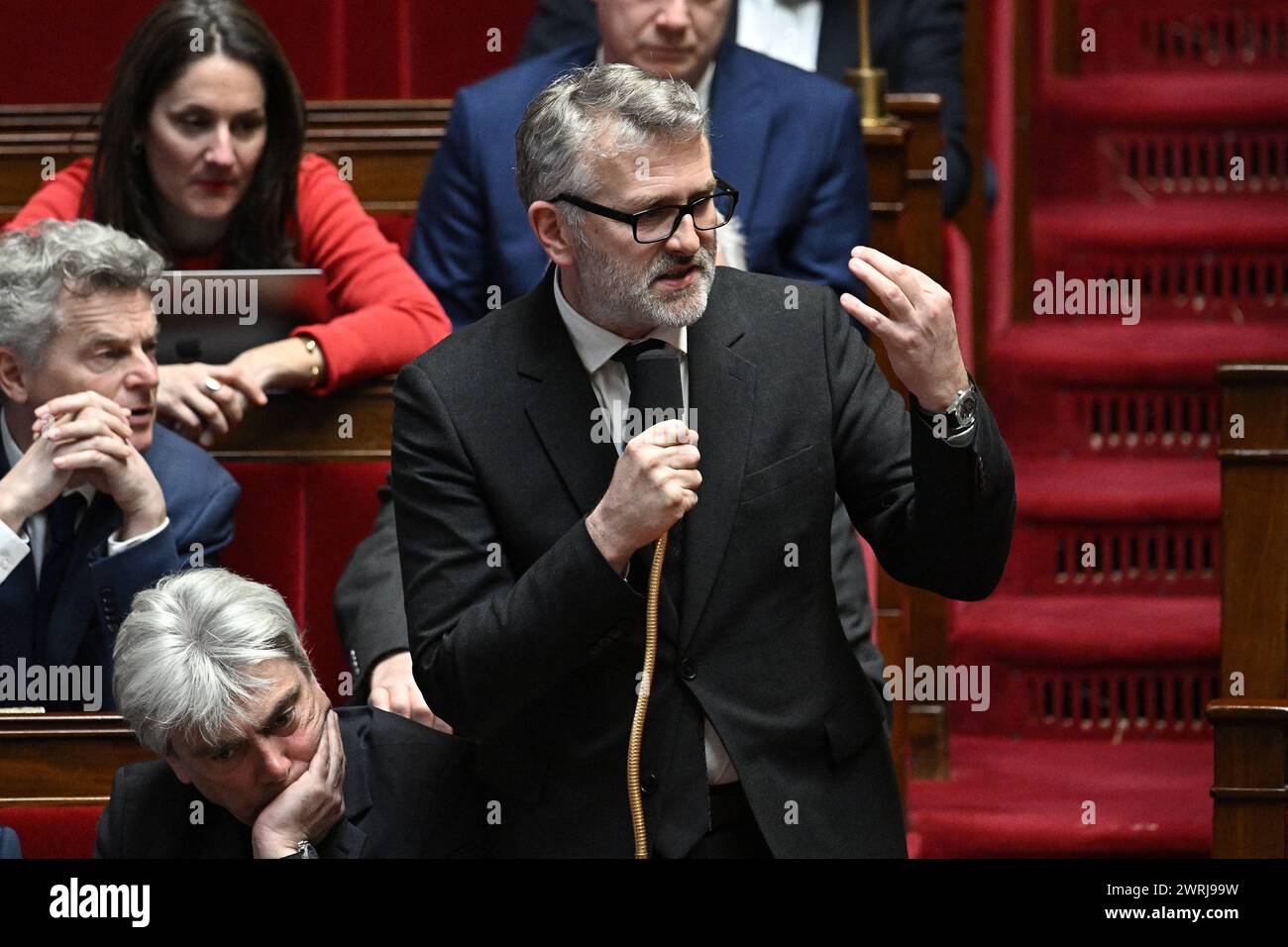 Paris, France. 13th Mar, 2024. Deputy, Yannick Monnet attends a session ...