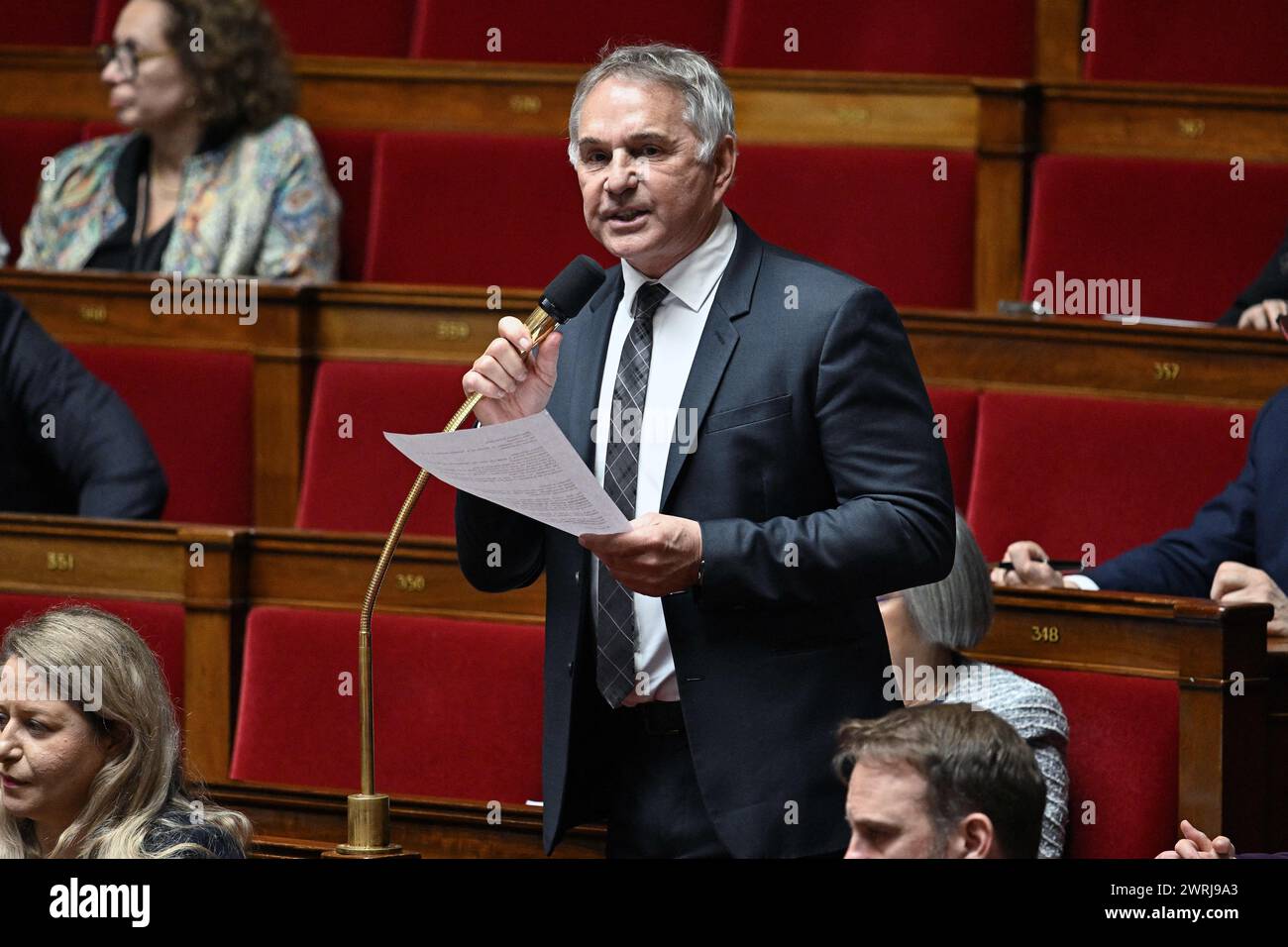 Paris, France. 13th Mar, 2024. Deputy, Patrick Vignal attends a session ...