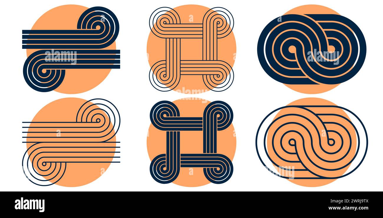 Geometric lines zen patterns. Abstract black arches and shapes. Balance ...