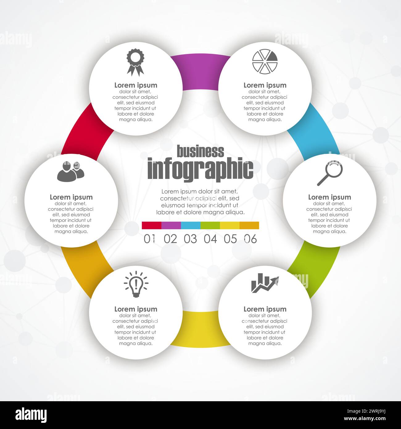 colored template of business info graphic with different options ...