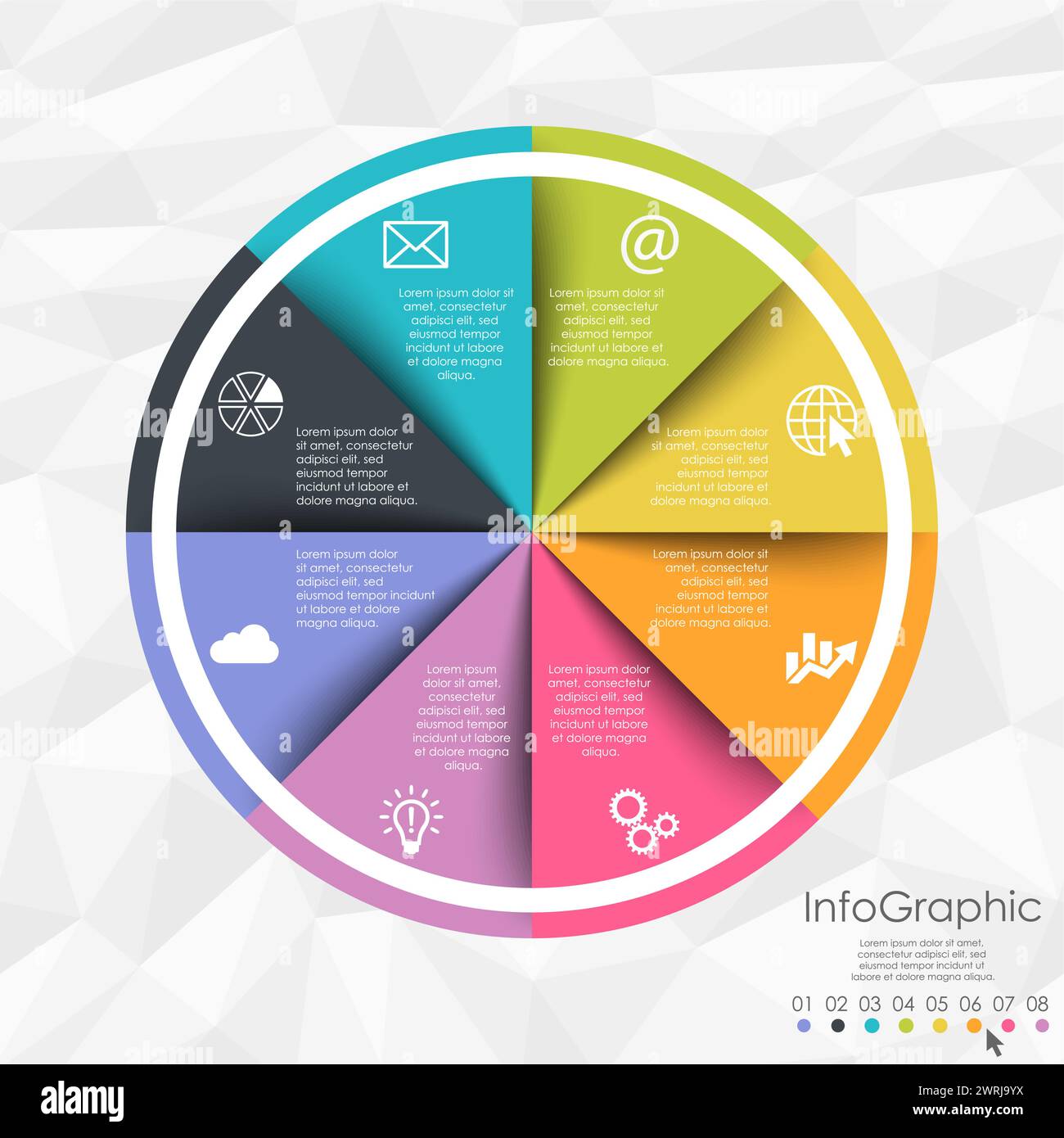 colored template of business info graphic with different options ...